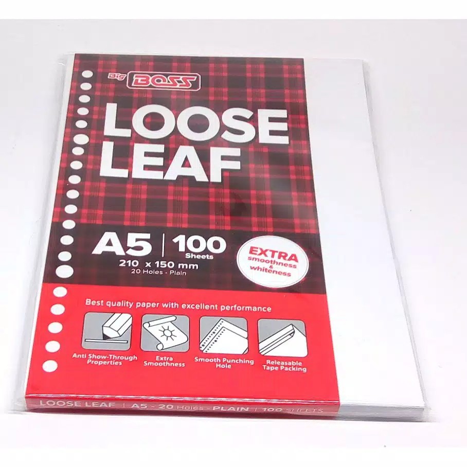 Jual Kertas Isi Binder Loose Leaf Polos Big Boss A5 - 100 Lembar | Shopee Indonesia