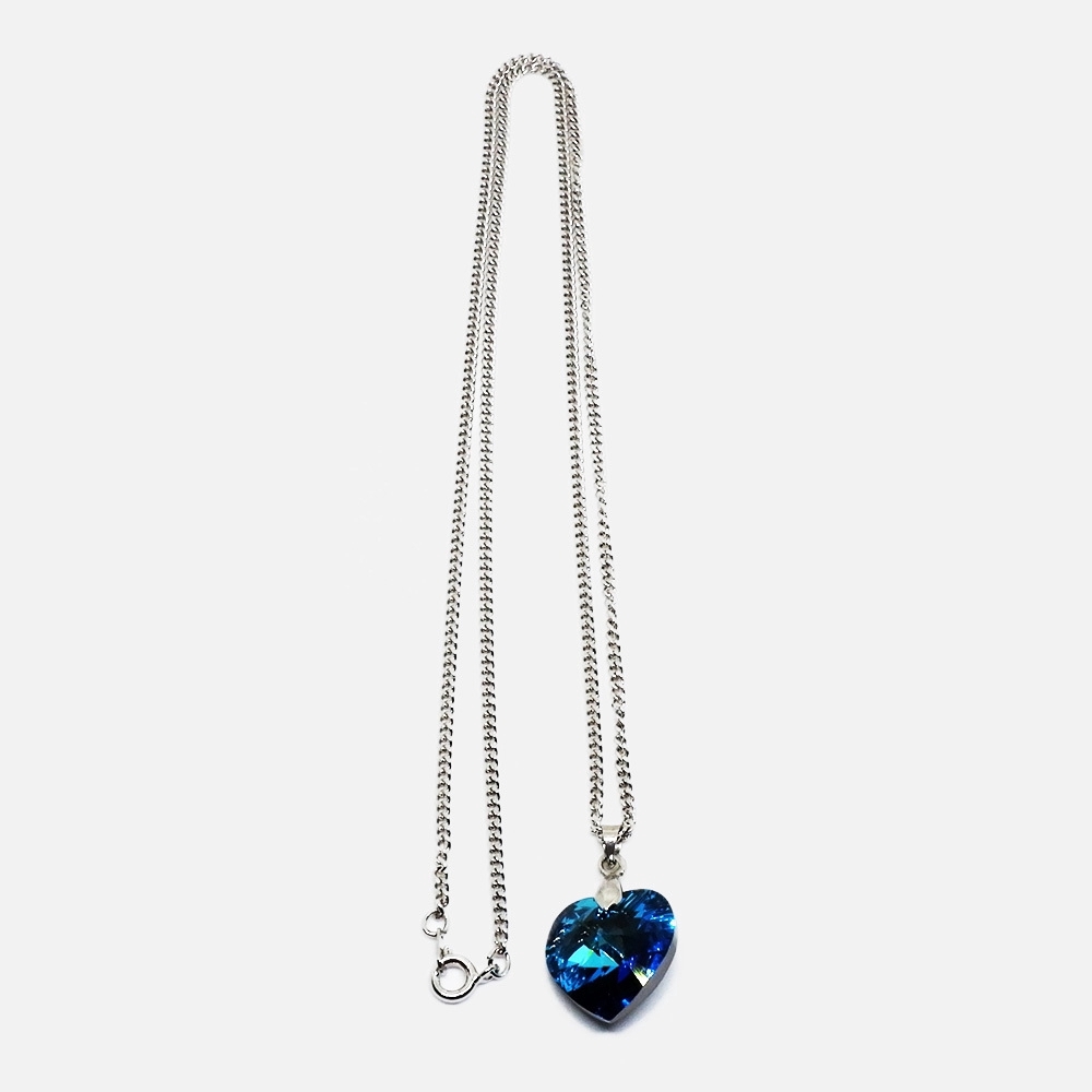 Jual Love Pendant Kalung Liontin Swarovski - Biru (Bermuda Blue ...