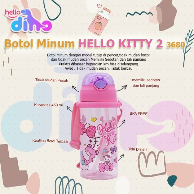 Jual Hello Dino - 3680 | Botol Air Minum Anak BPA FREE Karakter Hello ...