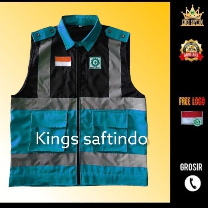 Jual SAFETY VEST BIRU PERTAMINA KOMBINASI HITAM ROMPI KERJA PROYEK ...