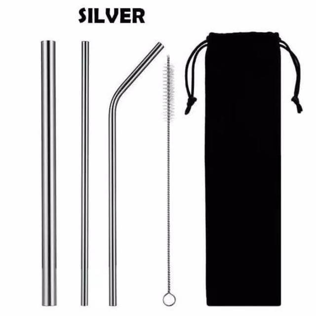 Jual Stainless Straw (4 straw + 1 pouch) | Shopee Indonesia