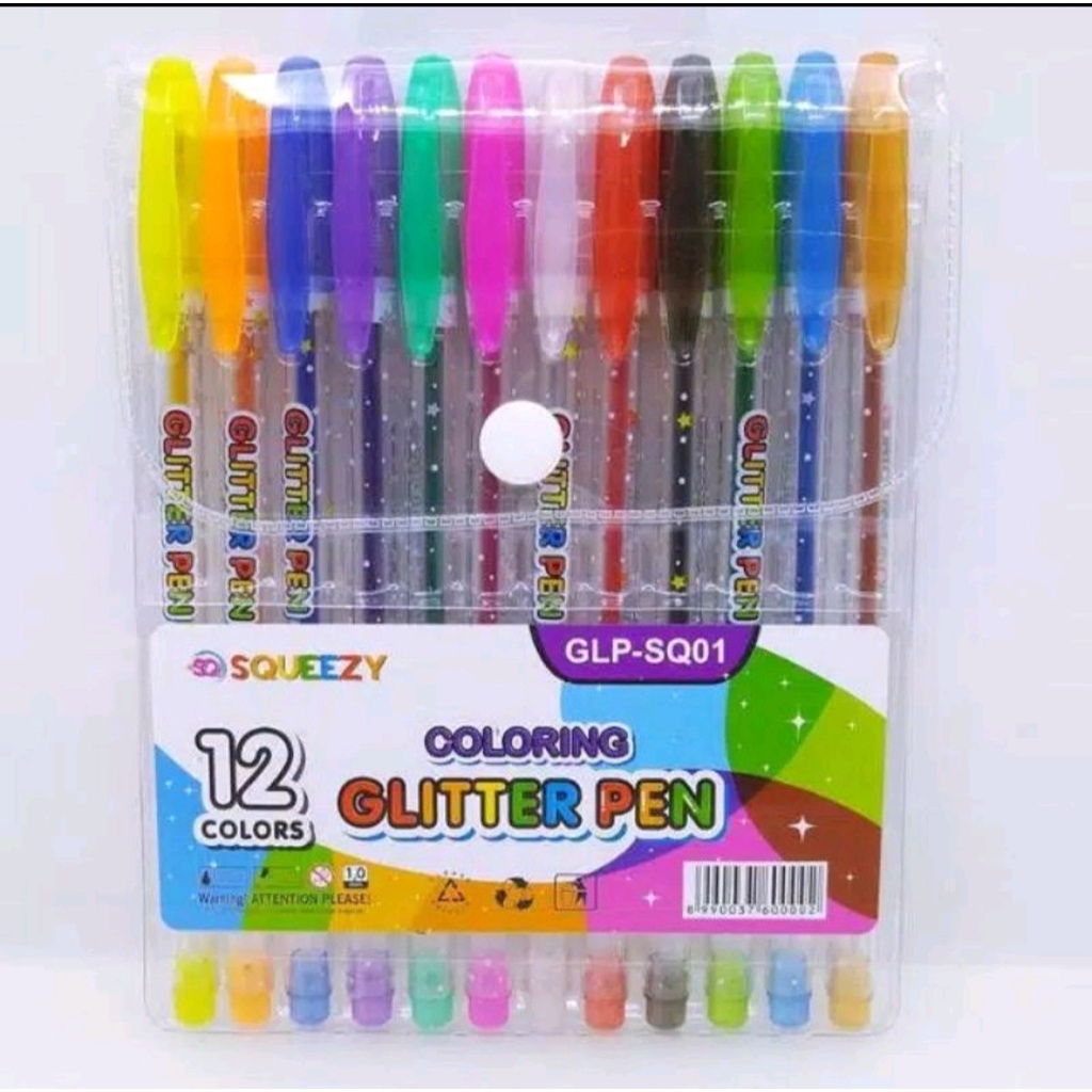 Jual Pulpen Gel Warna Glitter / Glitter Pen Squeezy 12 Warna | Shopee ...