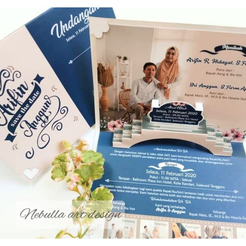 Jual Undangan nikah murah pop up eksklusif unik free design | Shopee ...