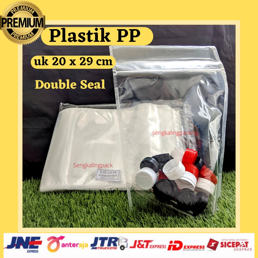 Jual STP STANDING POUCH PLASTIK TRANSPARAN 20x29 DOUBLE SEAL ZIPPERLOCK ...
