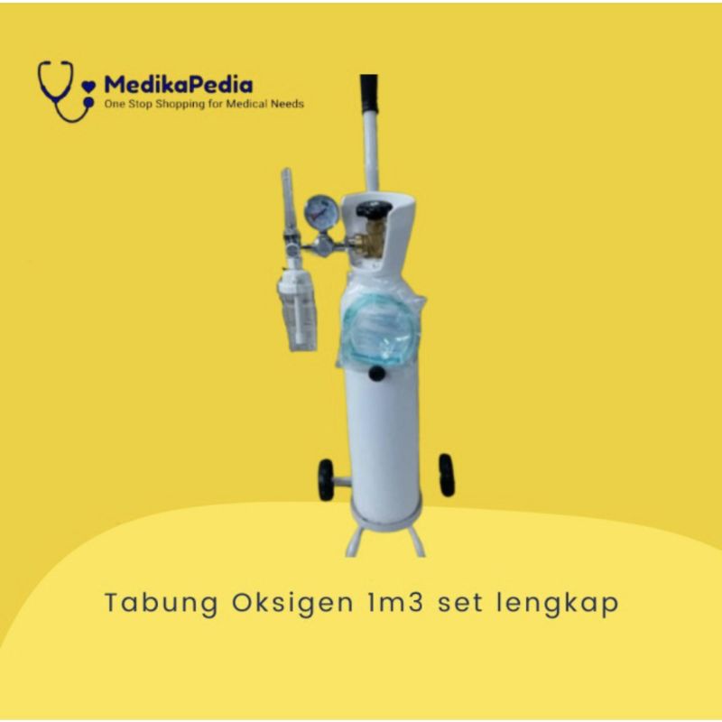 Jual Tabung Oksigen 1m3 + Isi Oksigen + Regulator + Selang + Troli Onehealth / Oksigen Medis ...