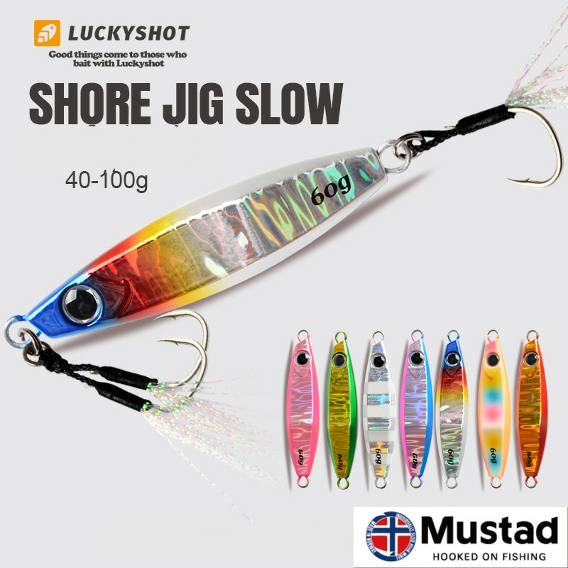 Jual Metal Jig MUSTAD 40 60 80 100 gram murah dengan kail double assist hook umpan pancing ...