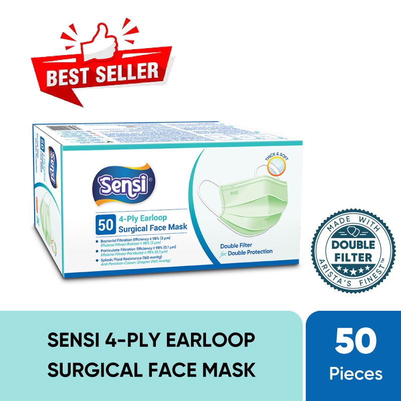 Jual SENSI 4-PLY EARLOOP SURGICAL FACE MASK | Shopee Indonesia