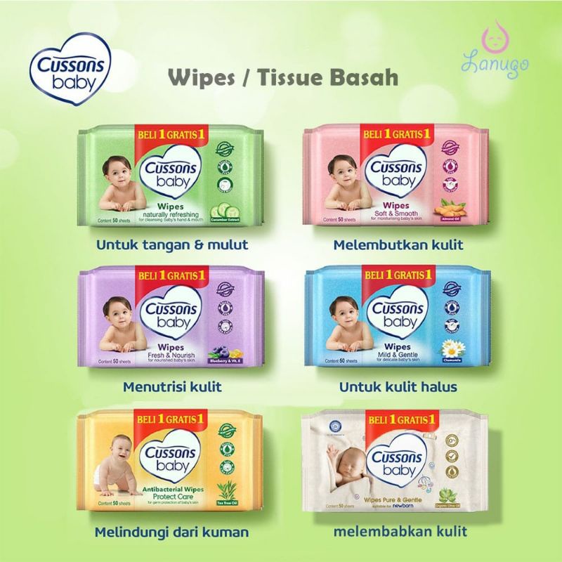 Jual tisu basah/cussons baby wipes hand and mouth isi 50/cussons baby ...