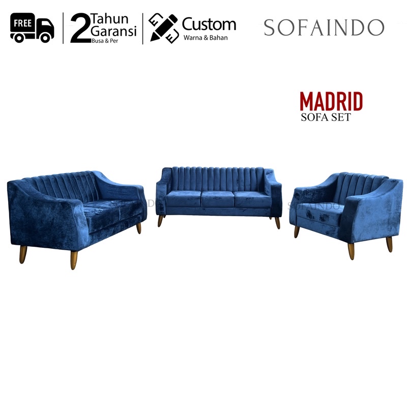 Jual Sofa Set Beludru Minimalis - MADRID (Bisa Satuan Bisa Ganti Bahan ...