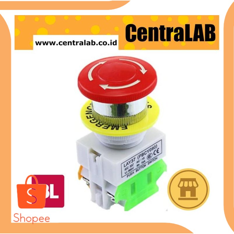 Jual Dijual last stok Red Mushroom Cap Emergency Stop Push Button ...