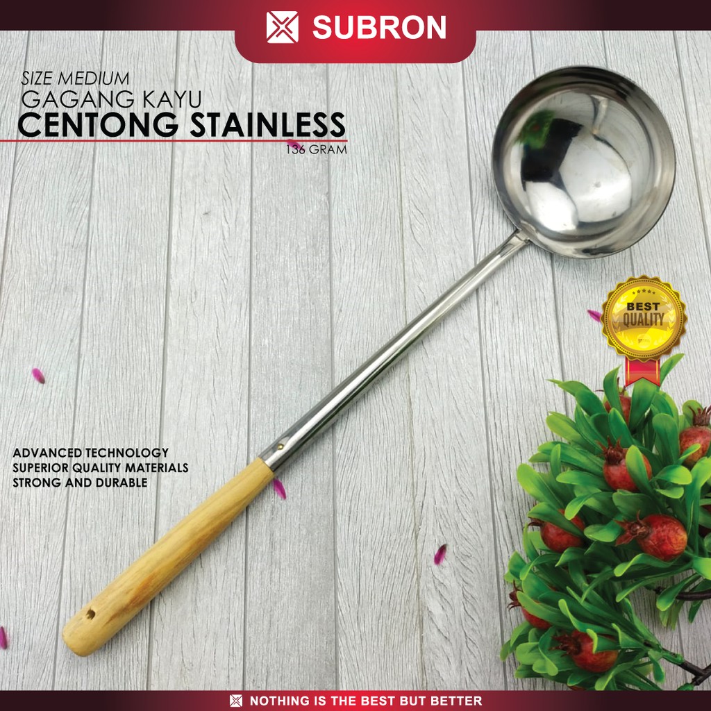 Jual SUBRON Soup Ladle Sedang 39cm Centong Sendok Kuah Soup Gagang Kayu ...