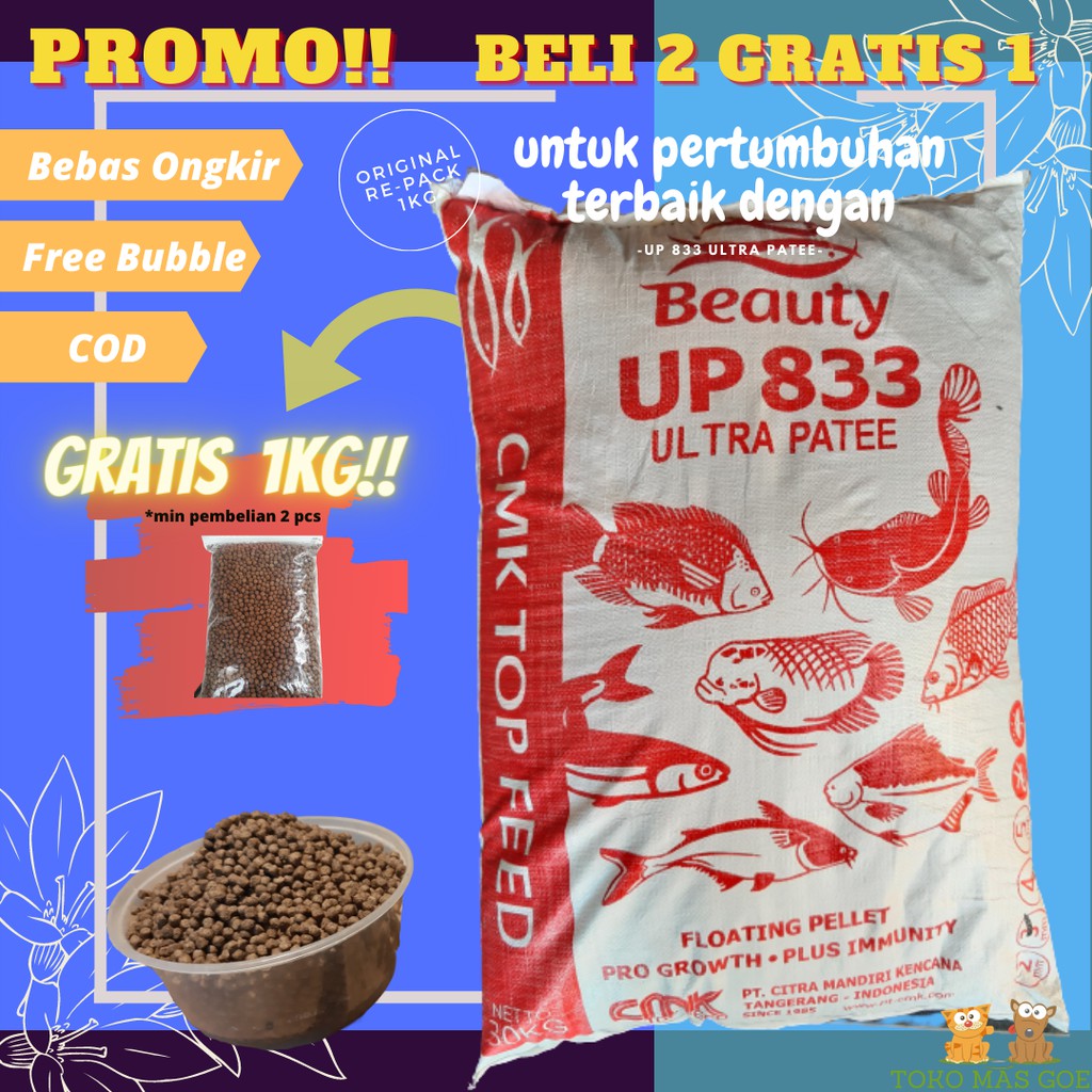 Jual Pakan Makanan Pelet Apung Ikan Lele Nila Gurame Mas 1kg Kiloan UP ...