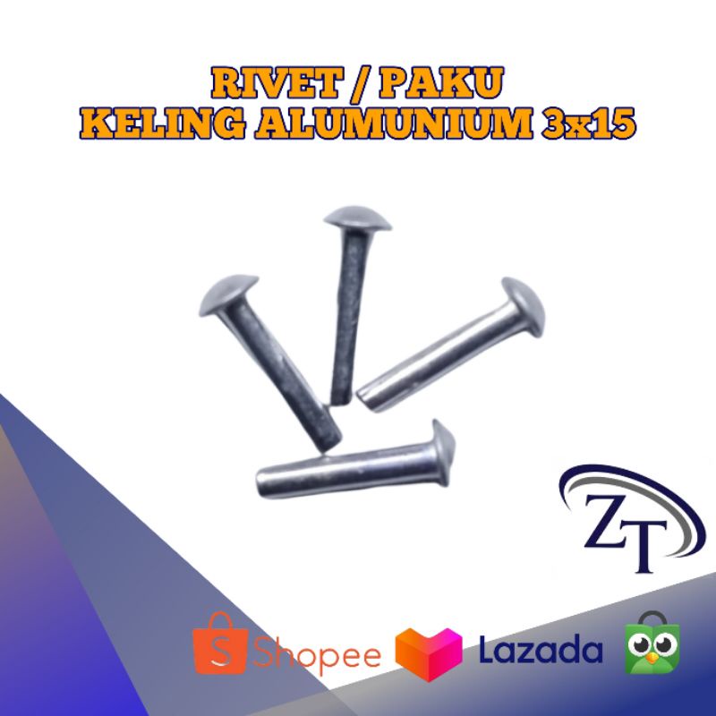 Jual RIVET / PAKU KELING ALUMUNIUM DIAMETER 3mm Panjang 15mm | Shopee Indonesia