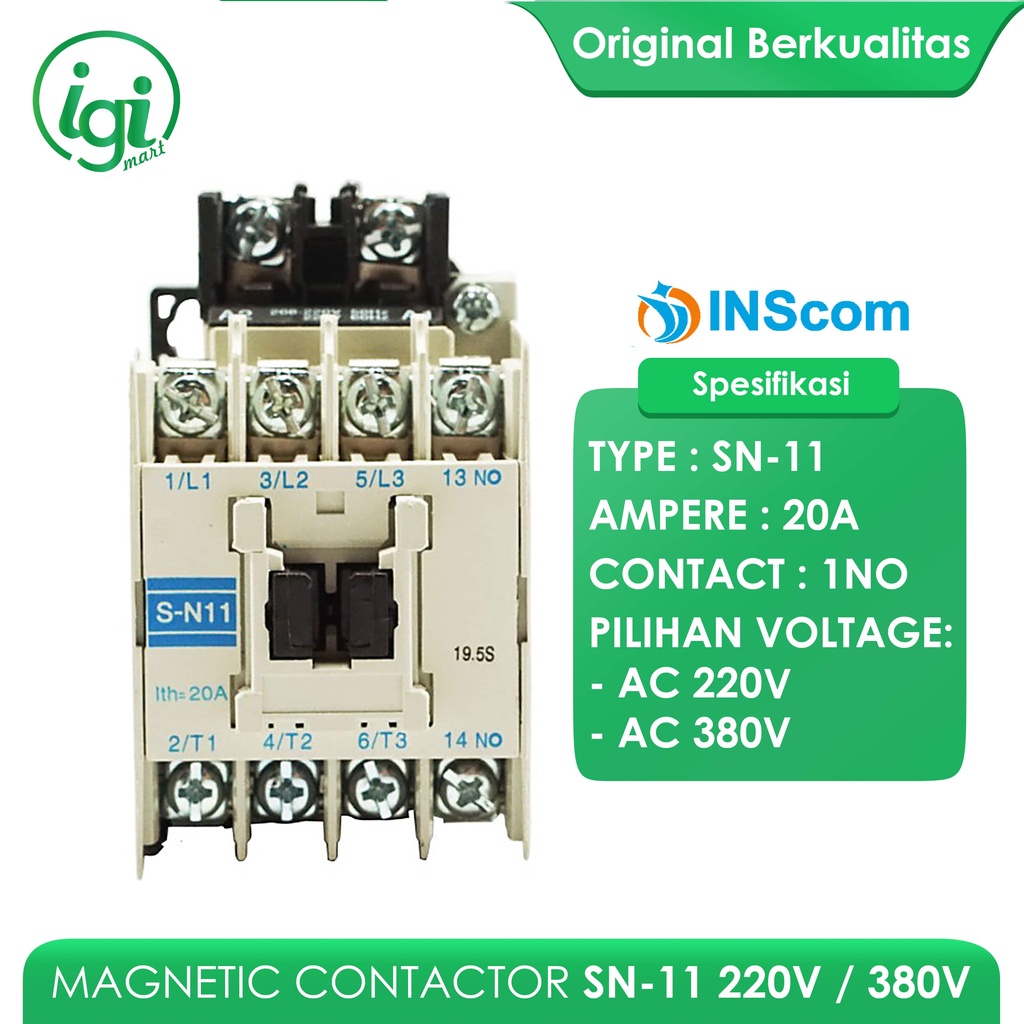 Jual MAGNETIC CONTACTOR SN-11 220V 380V / AC KONTAKTOR SN 11 220VAC 380 ...
