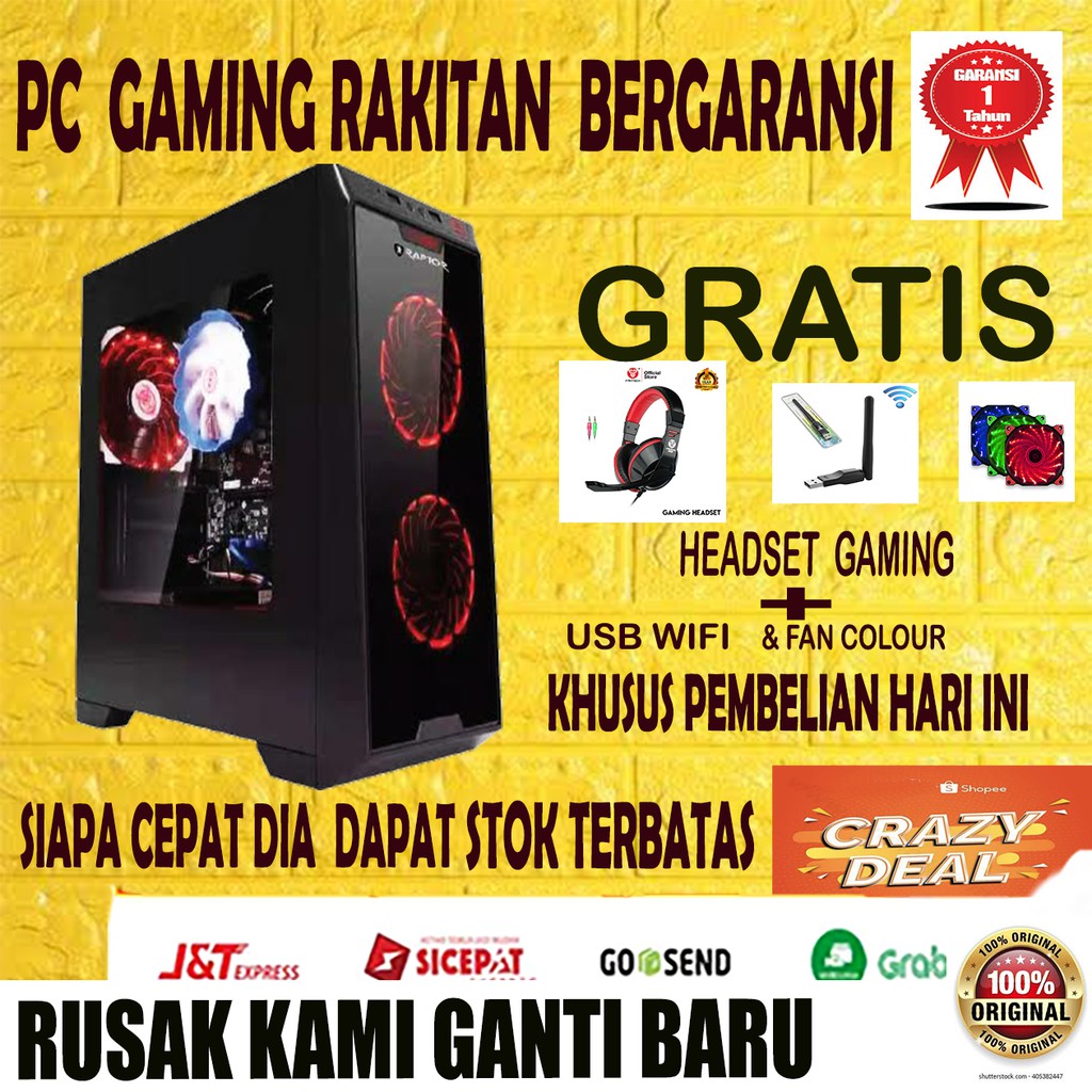 Jual CPU PC KOMPUTER GAMING RAKITAN ALL IN ONE FULLSET MURAH CORE i7 2600 VGA GT 1050 4GB SSD ...