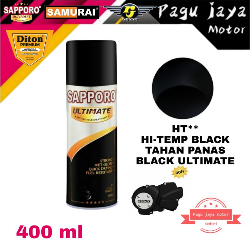 Jual sapporo ultimate HI TEMP HITEMP BLACK ULTIMATE HT** tahan panas 400ml cat semprot spray ...