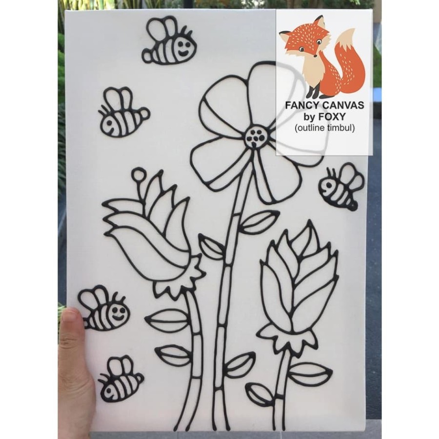 Jual STOK BARU KANVAS LUKIS ANAK OUTLINE TIMBUL GAMBAR - BUNGA FLOWER ...
