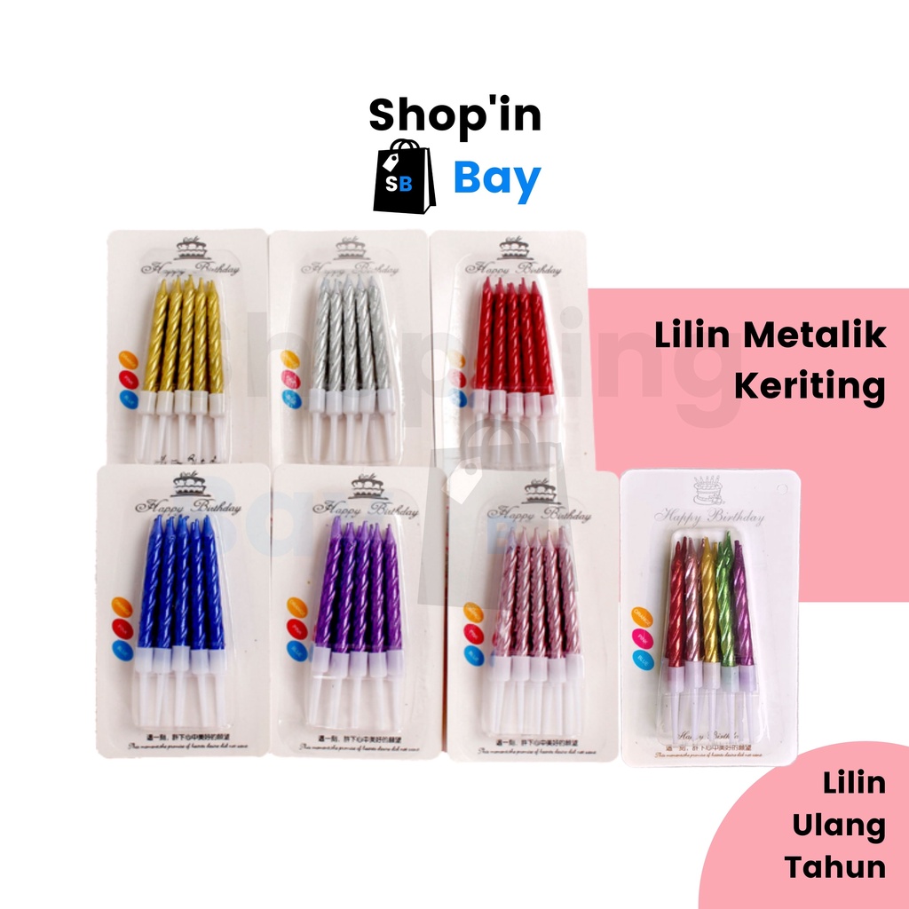 Jual Lilin Ulir Metalik isi 10 / Lilin Spiral Metalik / Lilin Ulang ...