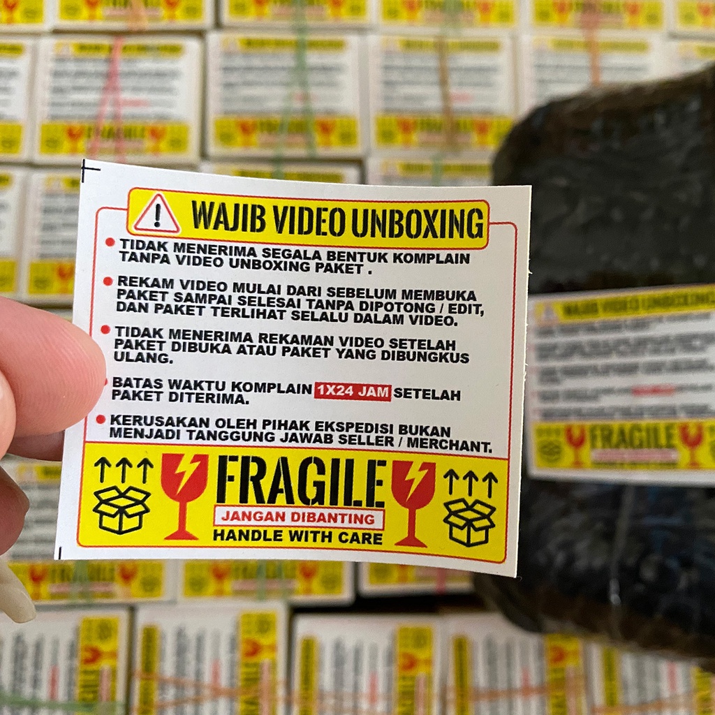 Jual sticker label fragile video unboxing pecah kemasan pengiriman aman ...