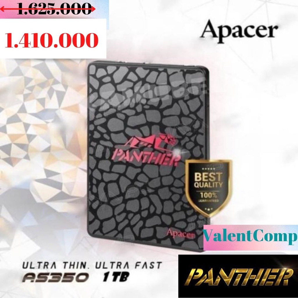 Jual SSD Apacer Panther SATA 3 AS350 1TB SSD Hardisk Black Panther ...