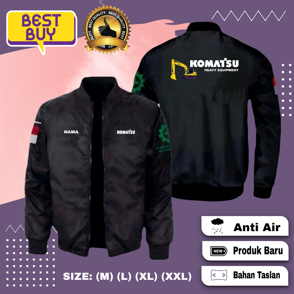 Jual Jaket Bomber Custom Komatsu Excavator Anti Air Jaket Bomber Hitam ...
