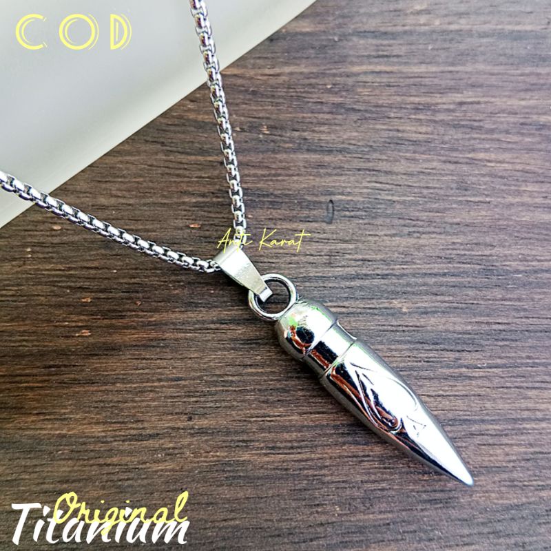 Jual [BAYAR DITEMPAT] KALUNG TITANIUM ROLO PERAK PLUS BANDUL PELURU ...