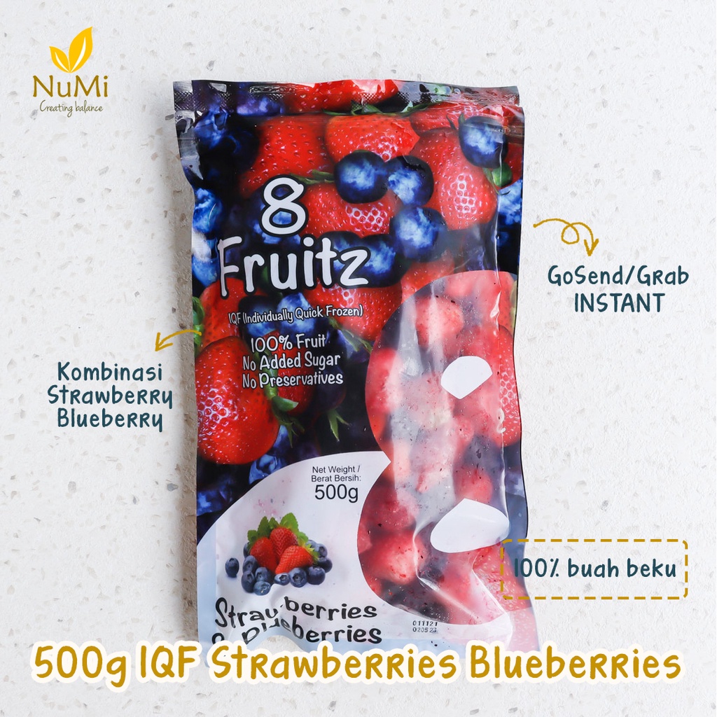 Jual 500G IQF STRAWBERRIES BLUEBERRIES Frozen Buah Beku - 8 FRUITZ | Shopee Indonesia