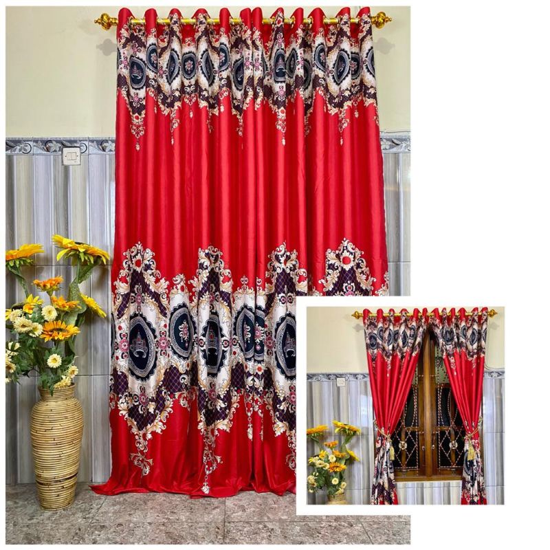 Jual KORDEN PINTU GORDEN JENDELA MOTIF BATIK RED MERAH | Shopee Indonesia