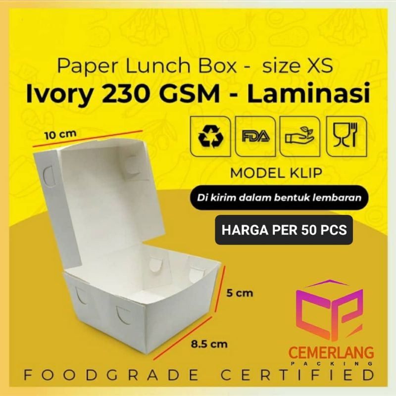 Jual KOTAK MAKAN PAPER LUNCH BOX PUTIH IVORY EXTRA XTRA SMALL XS DIMSUM ...