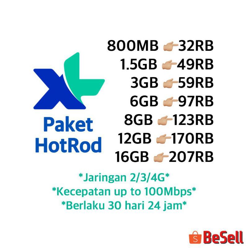 Jual Paket data / kuota internet XL Hotrod | Shopee Indonesia