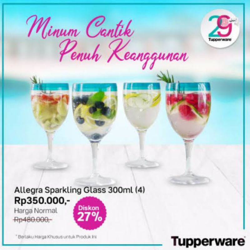 Jual Tupperware Allegra Sparkling Glass 300ml (1 Pcs) // Gelas Crystal ...