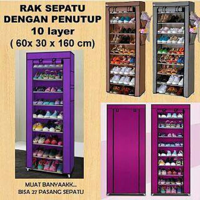Jual Rak Sepatu Kain Shoe Sandal Shoes rak sepatu 10 susun | Shopee ...