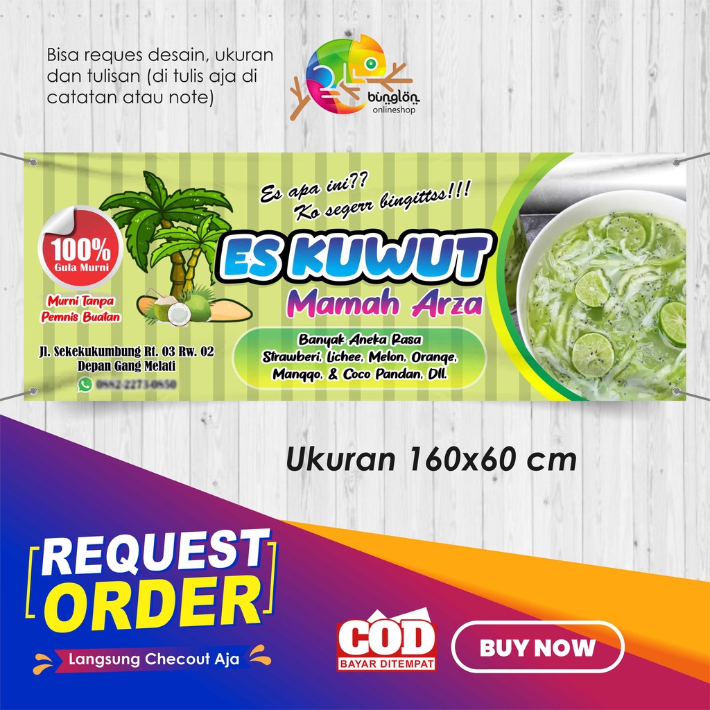 Jual Size 160x60 Cm, Spanduk Banner Es Kuwut | Shopee Indonesia