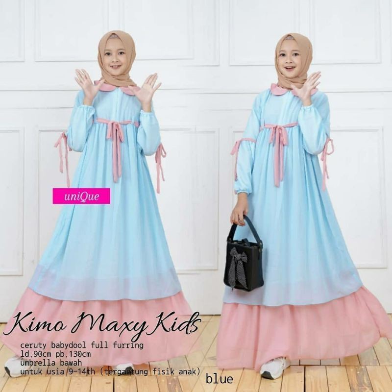 Jual restok kimo maxy kids by unique// dress anak usia 9-12tahun ...