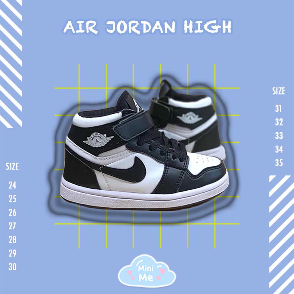 Jual Mini Me Air Jordan 1 High (Black & White) Anak-anak | Shopee Indonesia