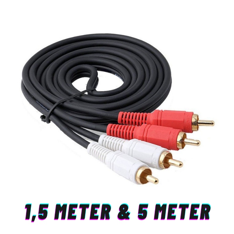 Jual Kabel 2 RCA to 2 RCA Male Transparant 1,5 Meter/5 Meter | Shopee ...