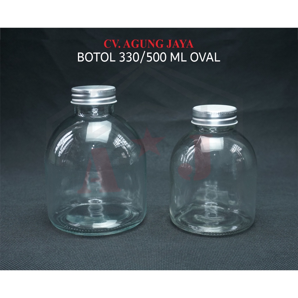 Jual Botol Kaca Juice Oval 330/500Ml Kosong/Botol Kaca Oval Clear ...
