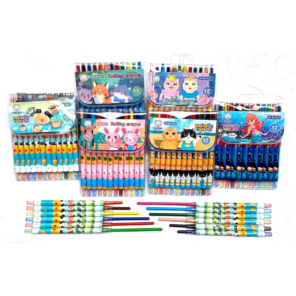 Jual CRAYON / ROLLING CRAYON / CRAYON PUTAR SAFARI 12 WARNA GAMBAR ...