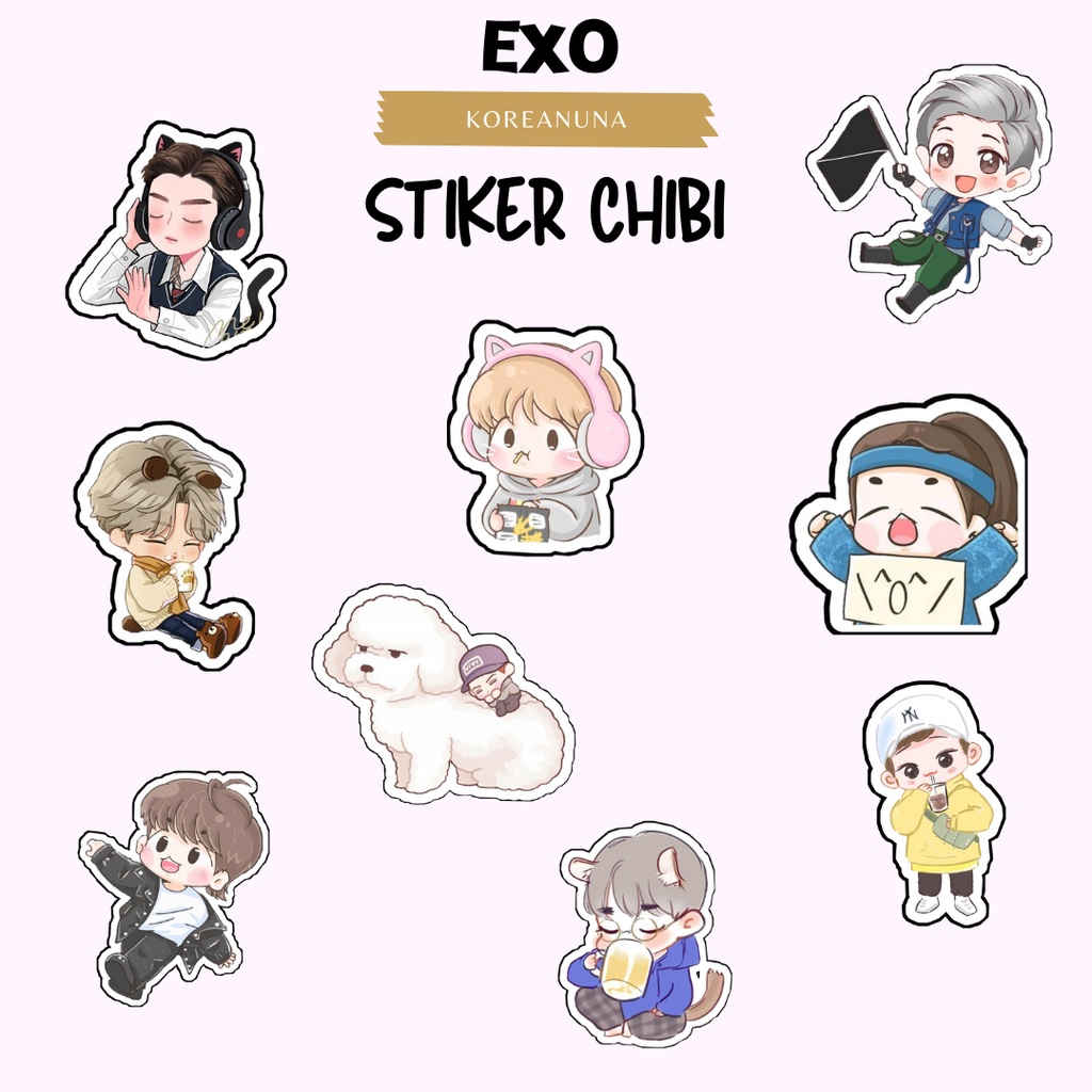 Jual Sticker Kpop Exo Chibi Kartun Lucu Aesthetic Stiker Deco Laptop Hp ...