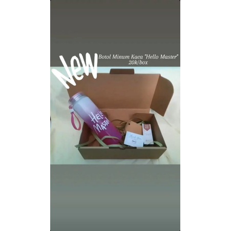 Jual GIFT BOX BOTOL MINUM KACA "HELLO MASTER" | Shopee Indonesia