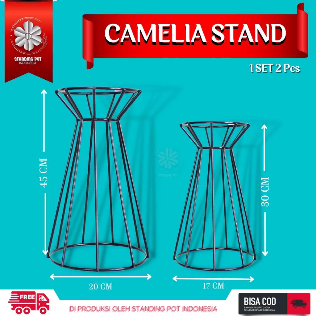 Jual Standing Pot Besi 1 SET 2 PCS Camelia Stand Plant Flower Rak ...