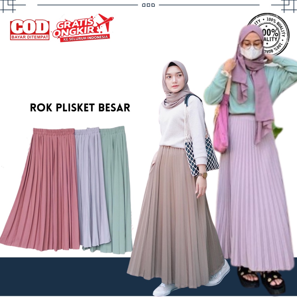 Jual Rok Plisket Premium Import Bangkok Jumbo COD | Shopee Indonesia