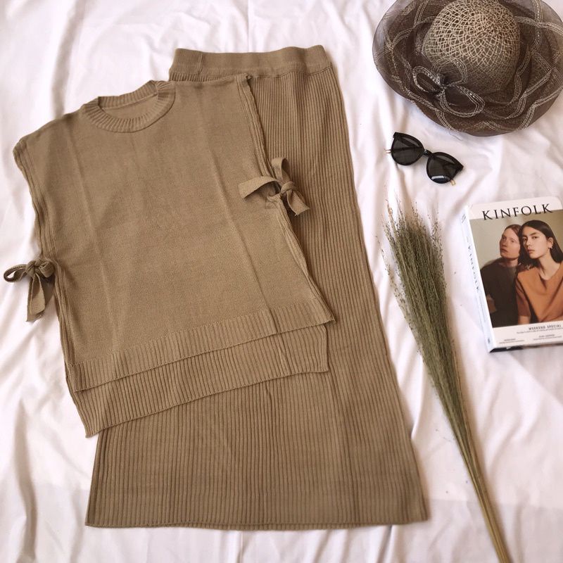 Jual One set pashion wanita rompi rajut tali shypa + rok span rajut ...