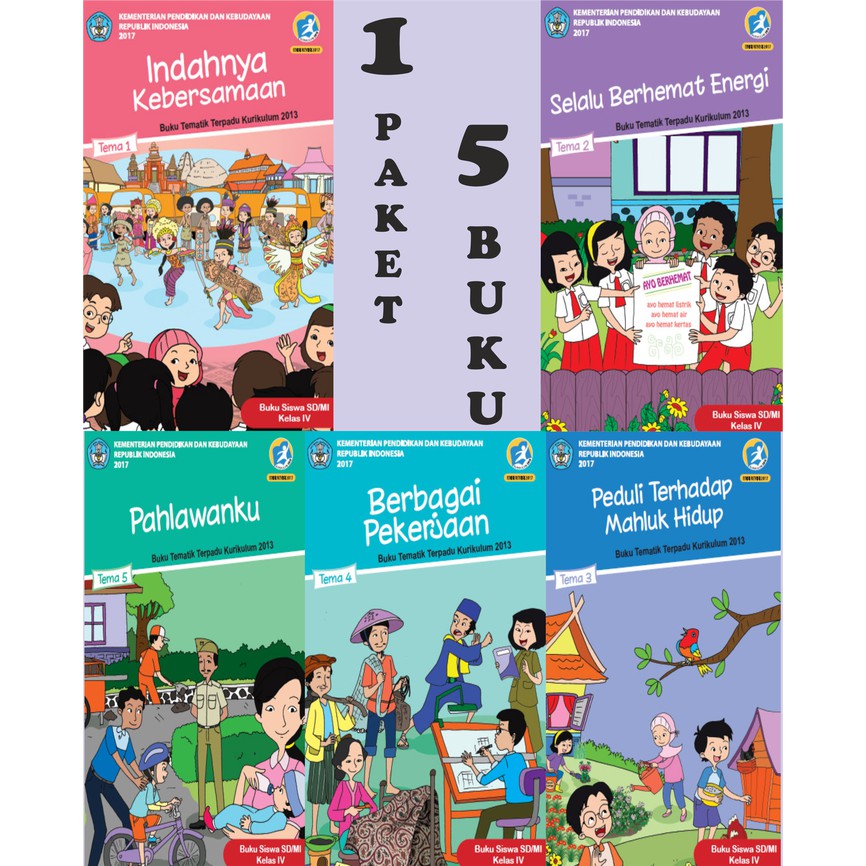 Jual Paket Buku Siswa Tematik SD Kelas 4 Semester 1 (Tema 1 2 3 4 5 ...