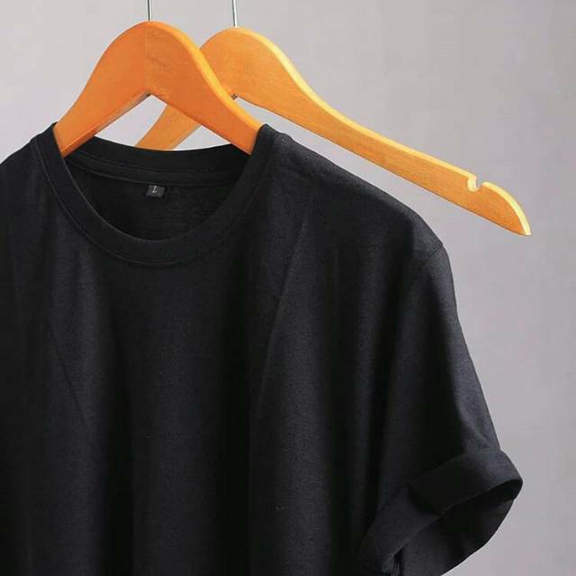 Jual Kaos Polos Hitam Baju Polosan Lengan Pendek Asli Cotton Combed 30s ...