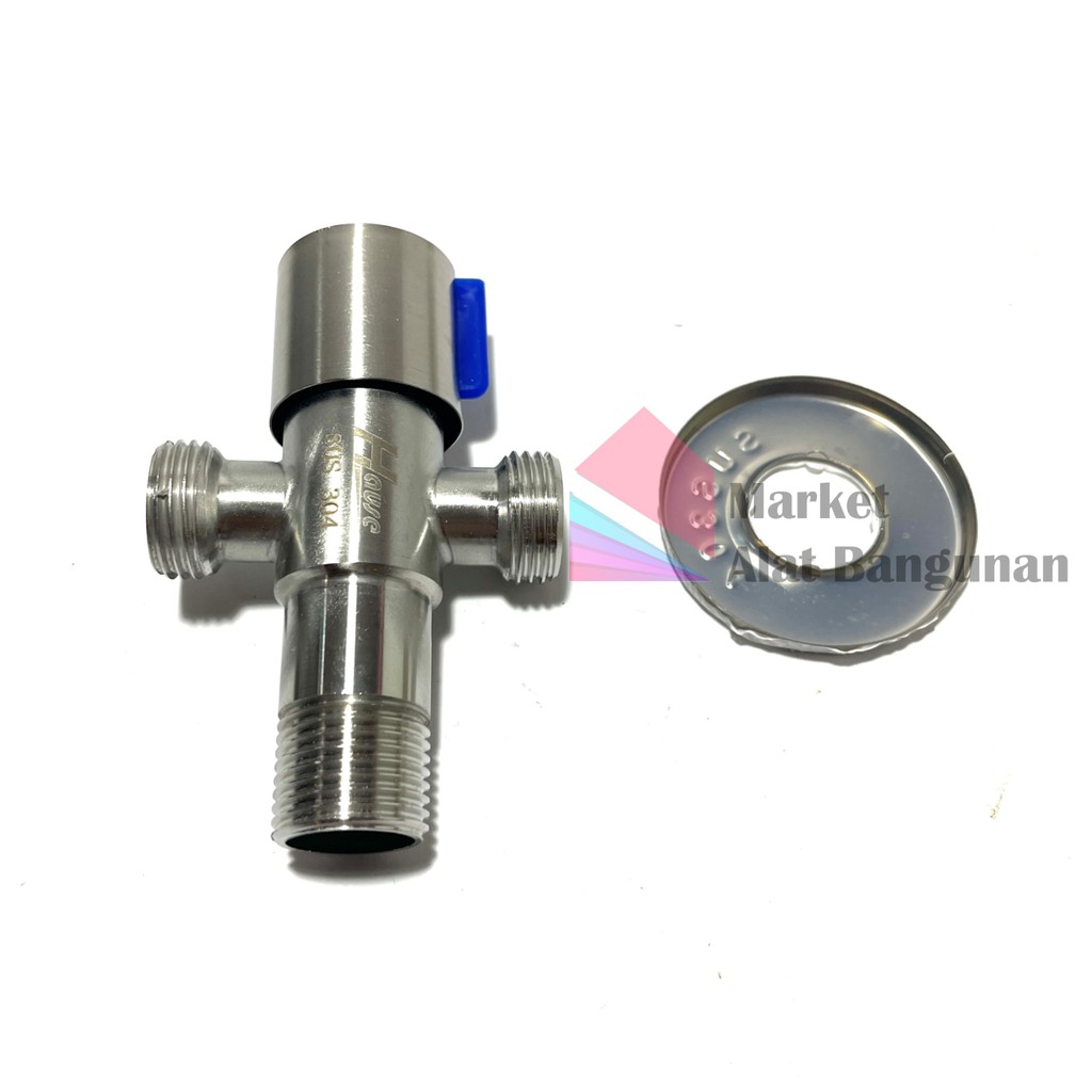 Jual Keran Kran Shower T Double Stainless Silver / Stop Kran Cabang ...