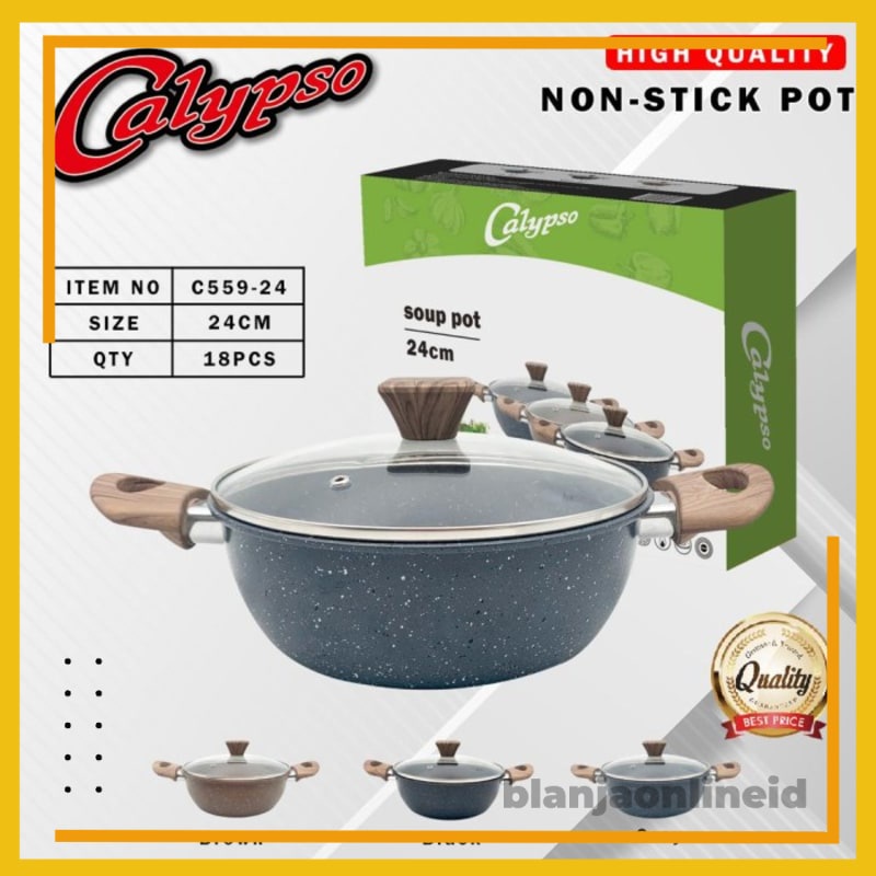 Jual Calypso Soup Pot 24 cm C559 Panci Marble Induksi Tutup Kaca Glass ...