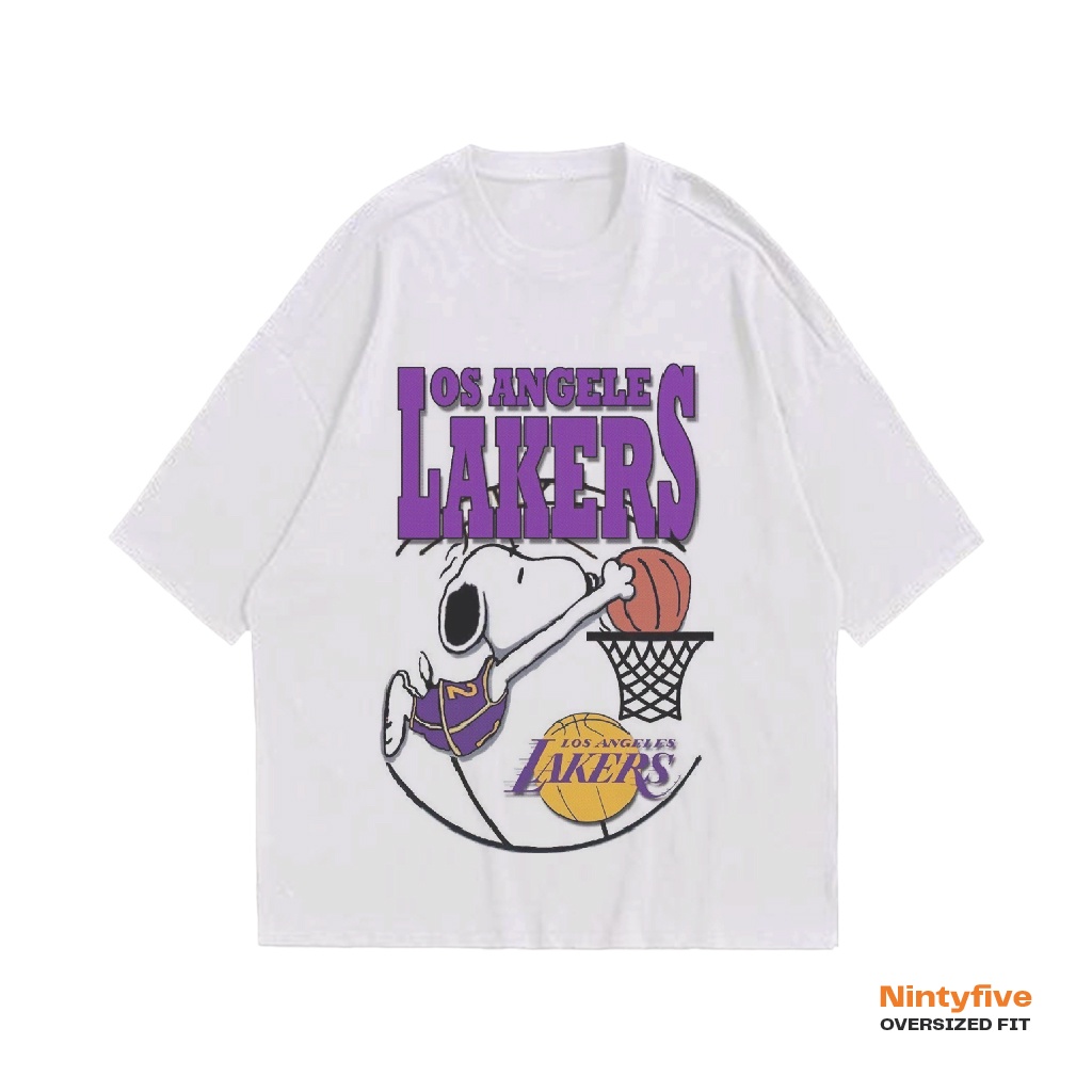Jual Tshirt Snoopy Lakers Oversize White Los Angeles | Shopee Indonesia