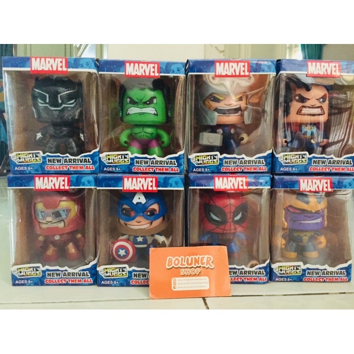 Jual Figure mighty muggs mug avengers iron man thor thanos dr stange ...