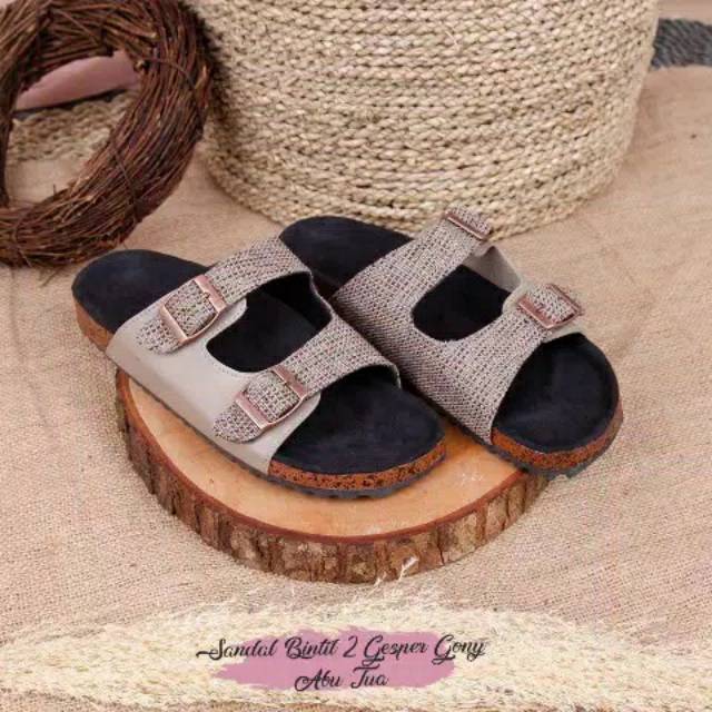 Jual Sandal Cewek 2 Gesper Abu Tua | Shopee Indonesia
